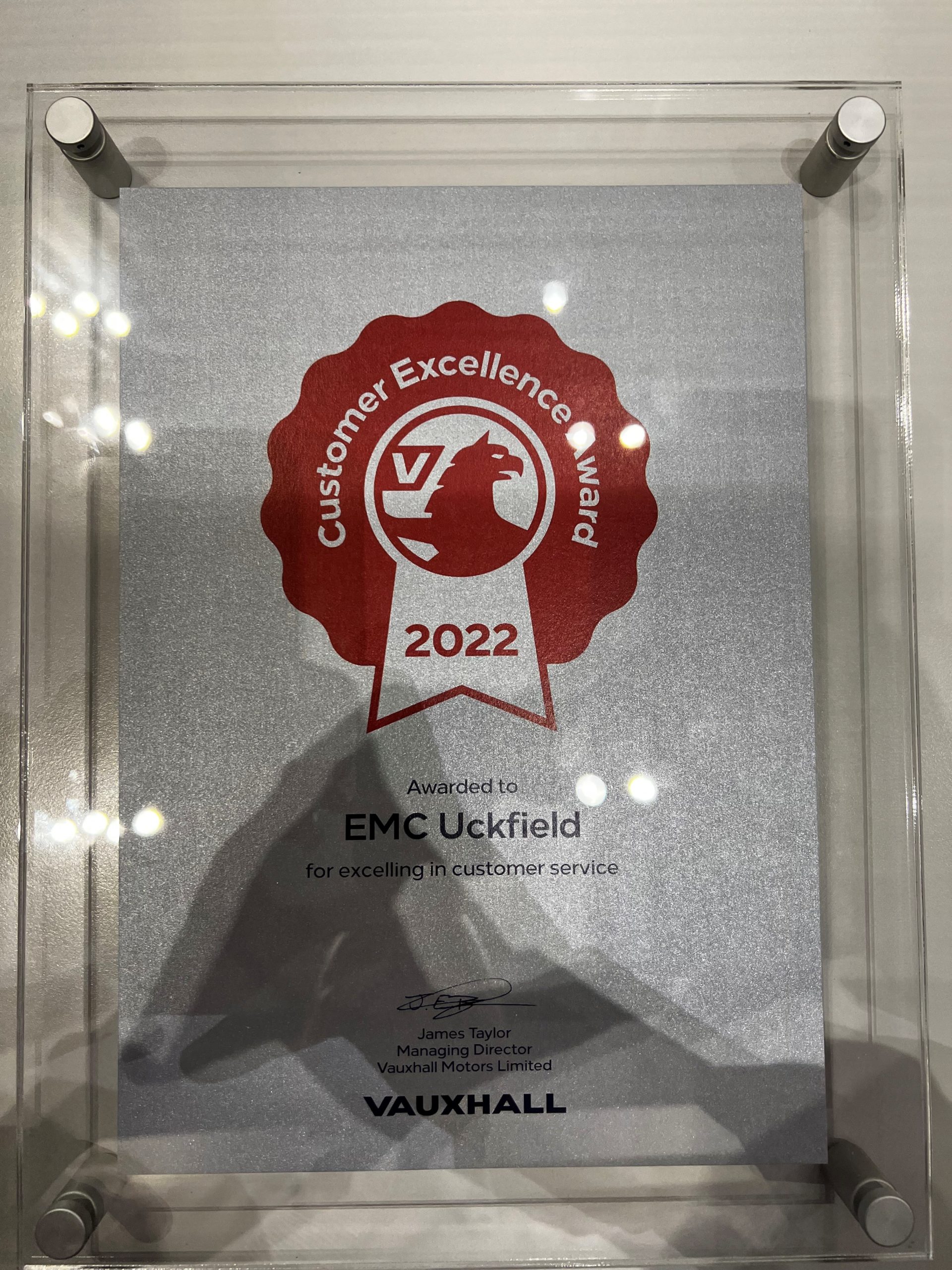 EMC Uckfield wins the Vauxhall Customer Excellence Award 2022 - EMC News